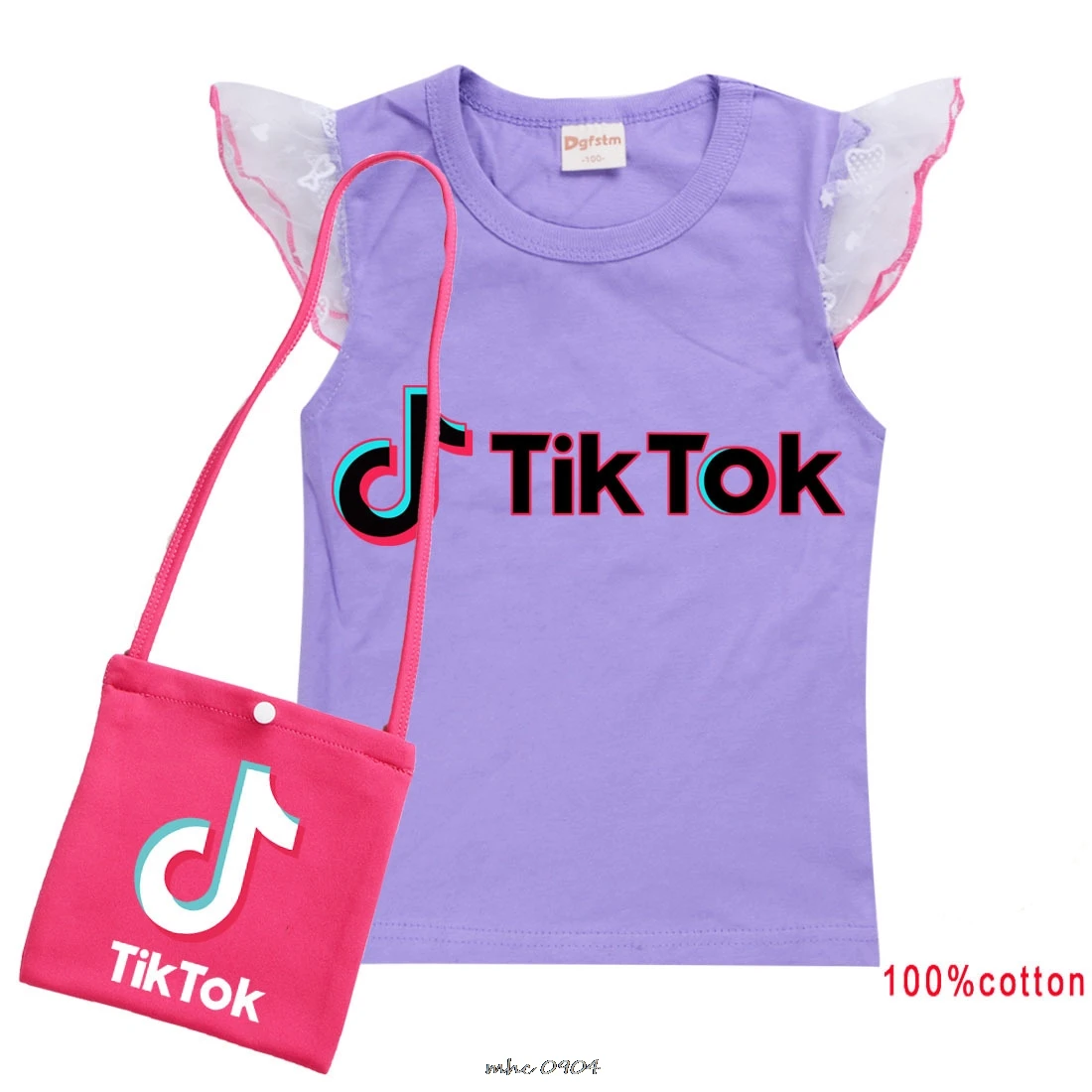 Tik Tok Toddler Kids Girls Clothes Set Summer Cartoon Short Sleeve T ...