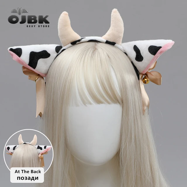 Cows Cosplay Accessories 2Pcs Set Cute Milk Cow Headband With ...