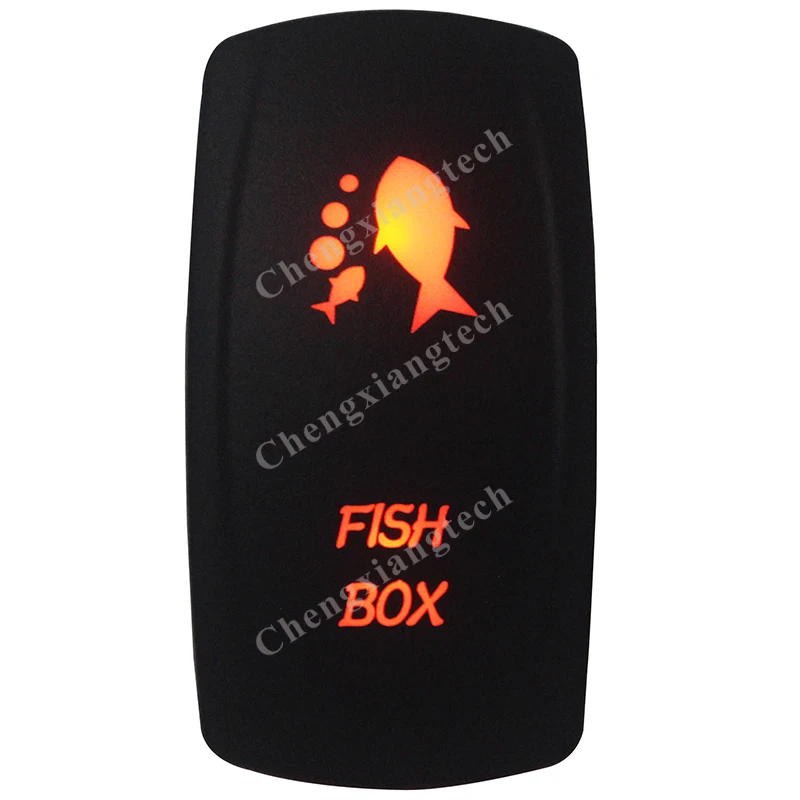 Marine Grade Waterproof IP68 FISH BOX Rocker Switch Orange Led lamp 5 ...