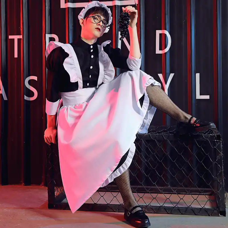 Kodona Maid Cosplay Costume Lolita Lace Dress Ouji Clothing Black ...