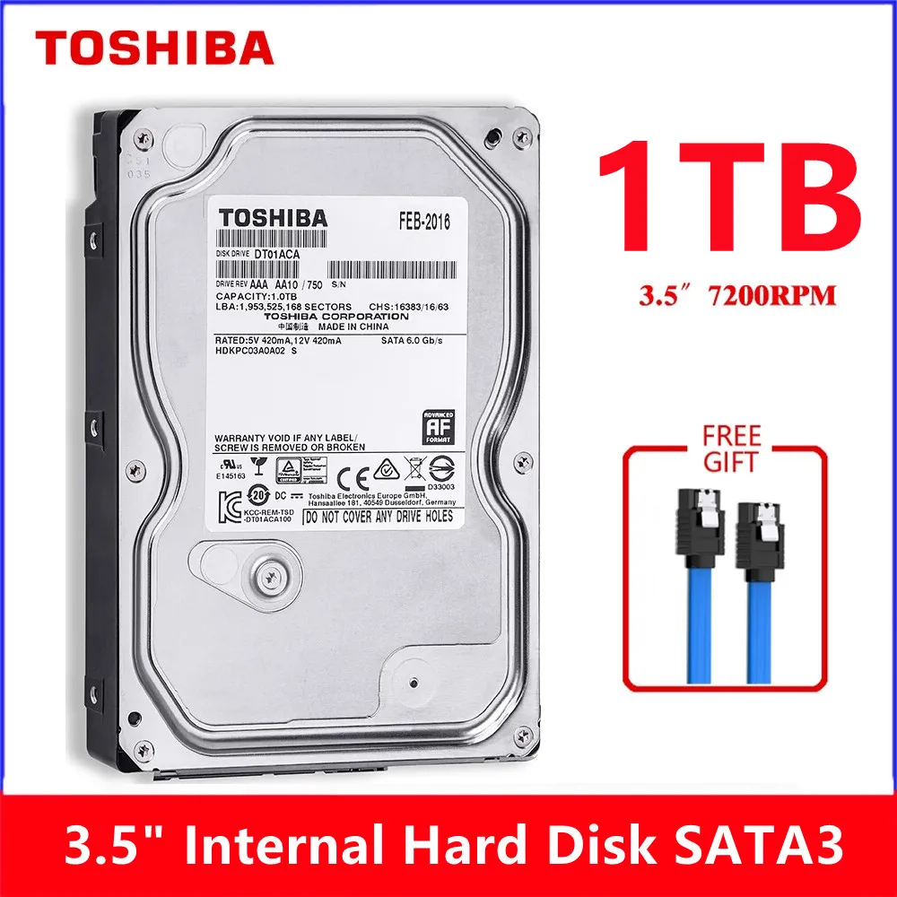 TOSHIBA 1TB Internal Hard Drive Disk 1000GB HDD 3.5" SATA III 6Gb/s 32M ...