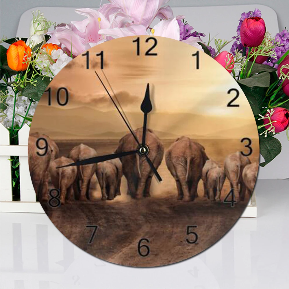 25CM Wall Clock Elephant Animal Numeral Digital Dial Mute Silent non ...