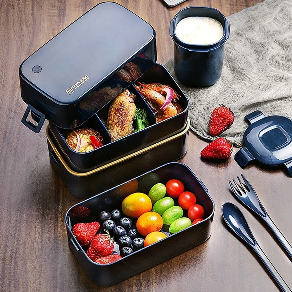 Onuobao Double-layer Lunch Box 0.85L/1.5L Large Capacity Japanese-style ...