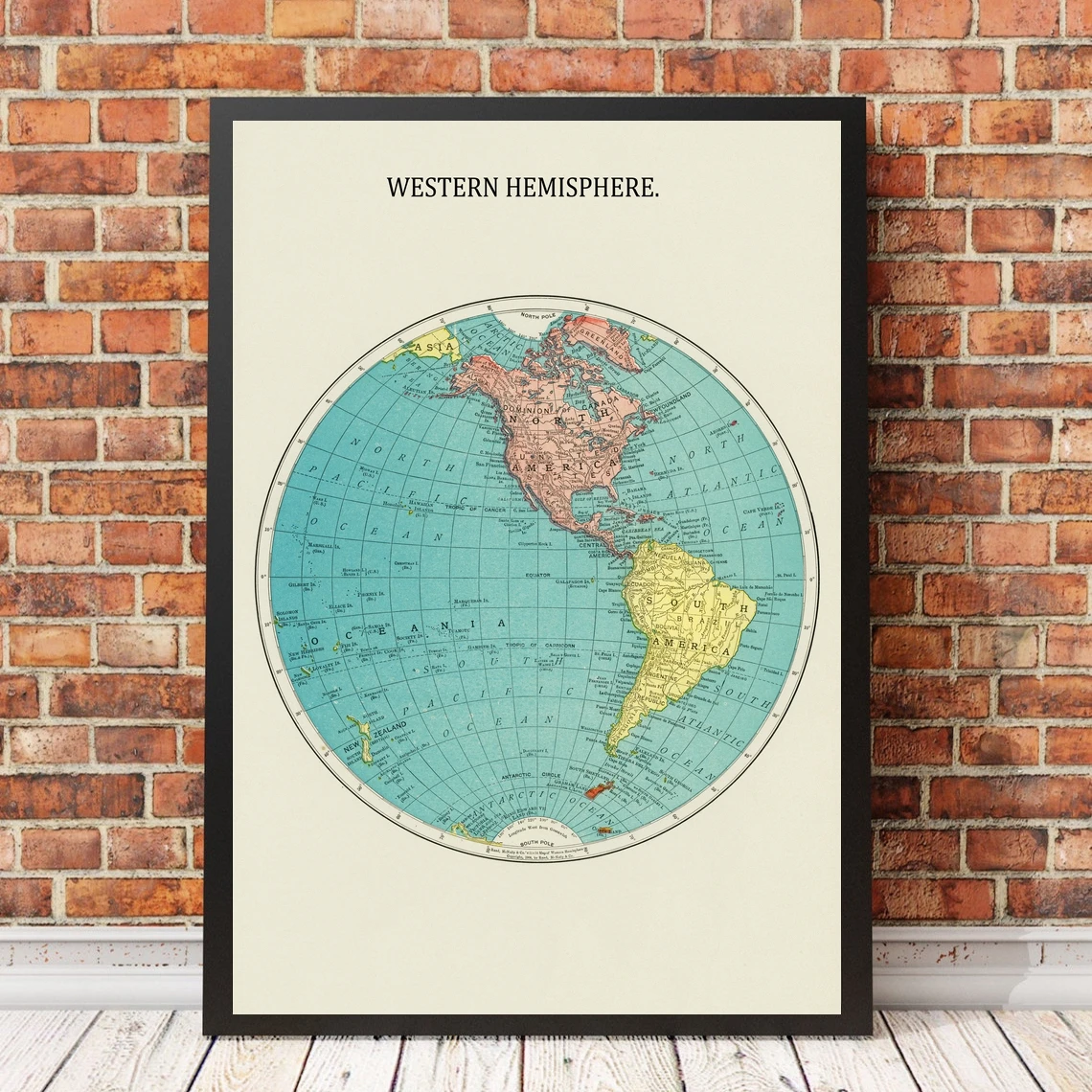 Western Hemisphere World Map Poster Canvas Art Prints Home Decoration ...