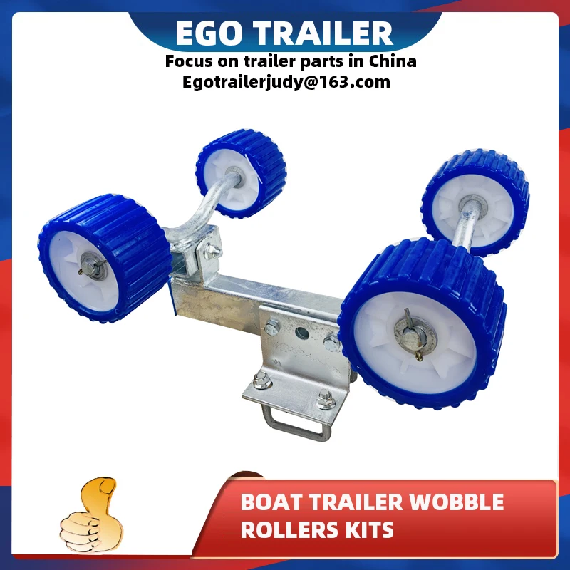 EgoTrailer BOAT TRAILER WOBBLE ROLLERS. kits 5" BLUE RIBBED 18mm Bore ...