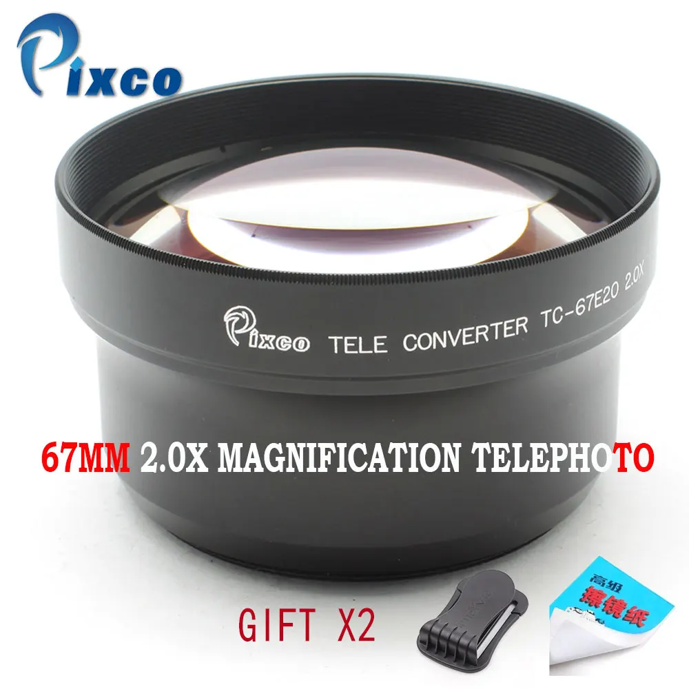Pixco 67mm 2.0X Magnification Telephoto Tele Converter Lens For Camera ...