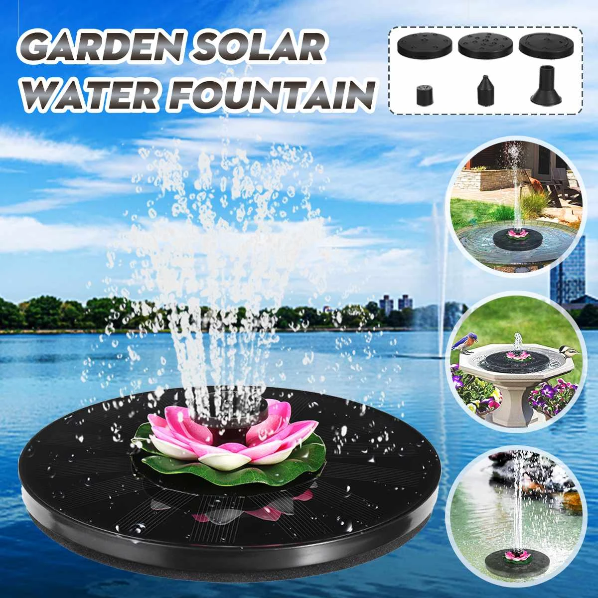 Floating Solar Fountain Garden Water Pump180l h Bird Bath Pond Pool ...