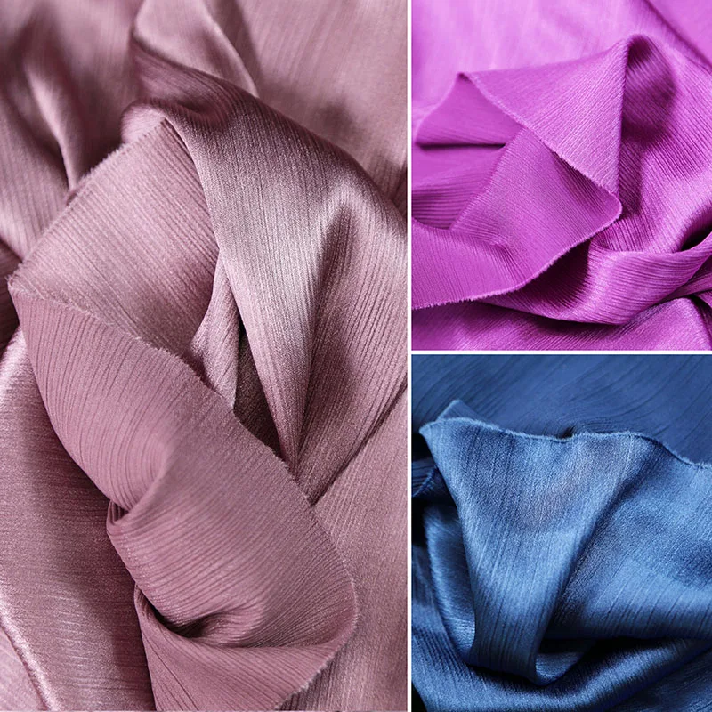 3-5-10m-Shiny-Crinkle-Crepe-Silky-Satin-Fabric-Material-for-Sewing ...