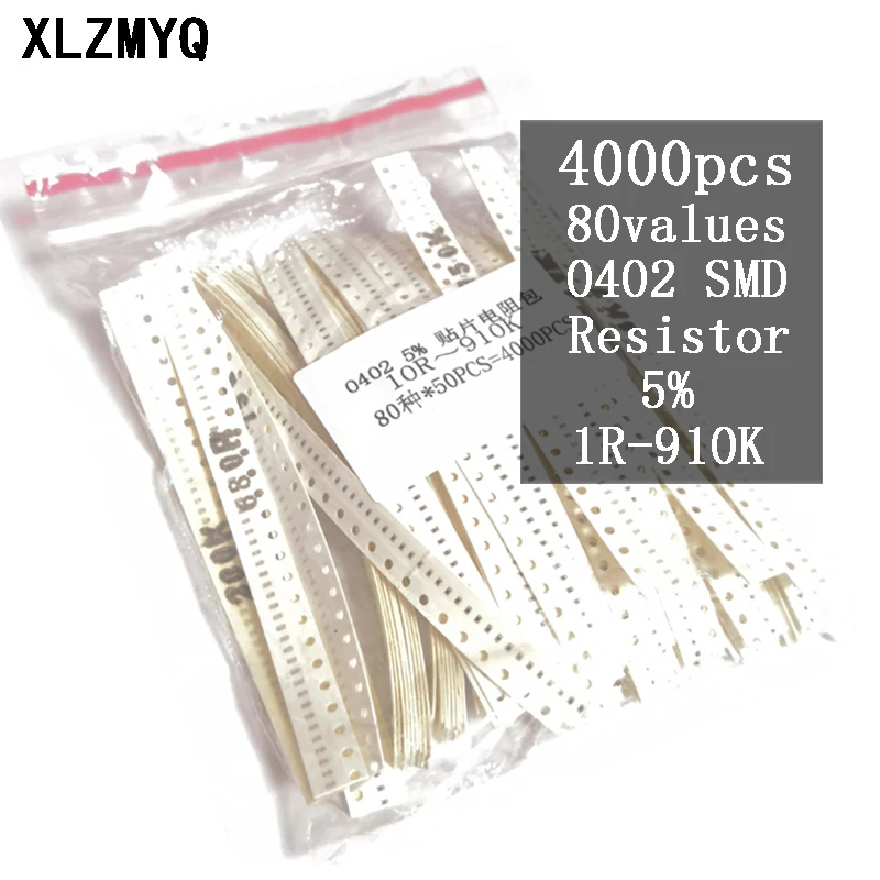 4000pcs-0402-SMD-Resistor-Assorted-Kit-10ohm-1M-ohm-5-Resistors-Sample ...