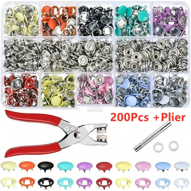 200-Sets-Colorful-Metal-Snap-Button-Cute-Prong-Ring-Press-Studs-Snap ...