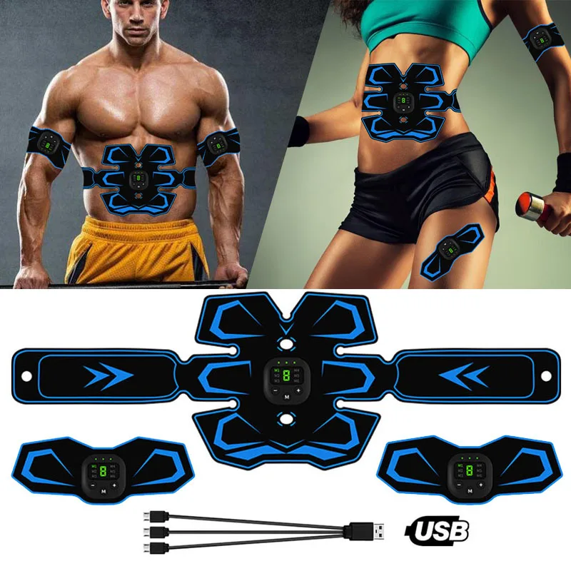 Abs Abdominal Muscle Trainer Electric Press Stimulator Slimming Fitness ...