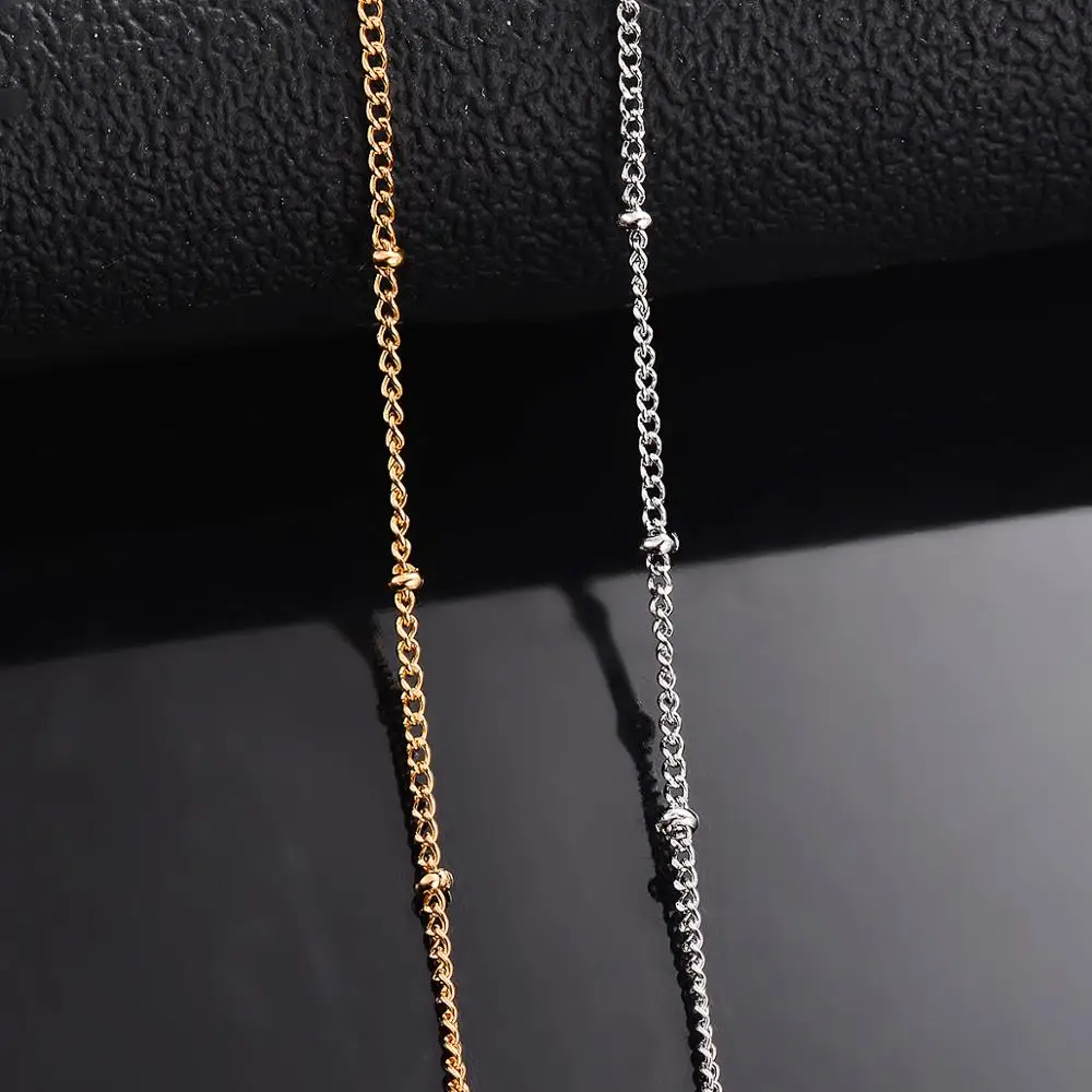 1 collar de cadena de eslabones de cuentas de acero inoxidable de 1,5mm ...