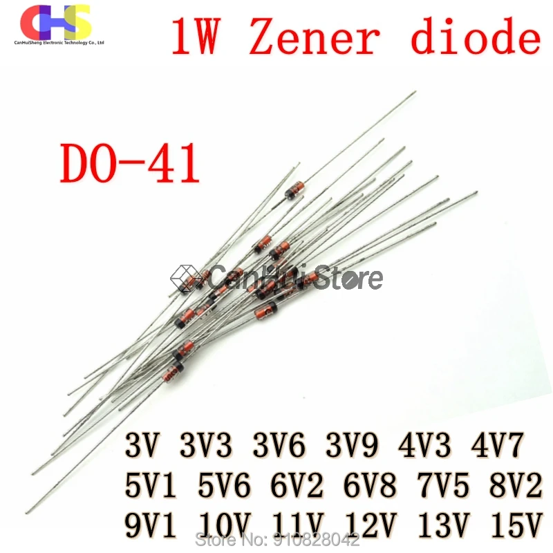 50pcs 1W Zener diode DO-41 3V 3V3 3V6 3V9 4V3 4V7 5V1 5V6 6V2 6V8 7V5 ...