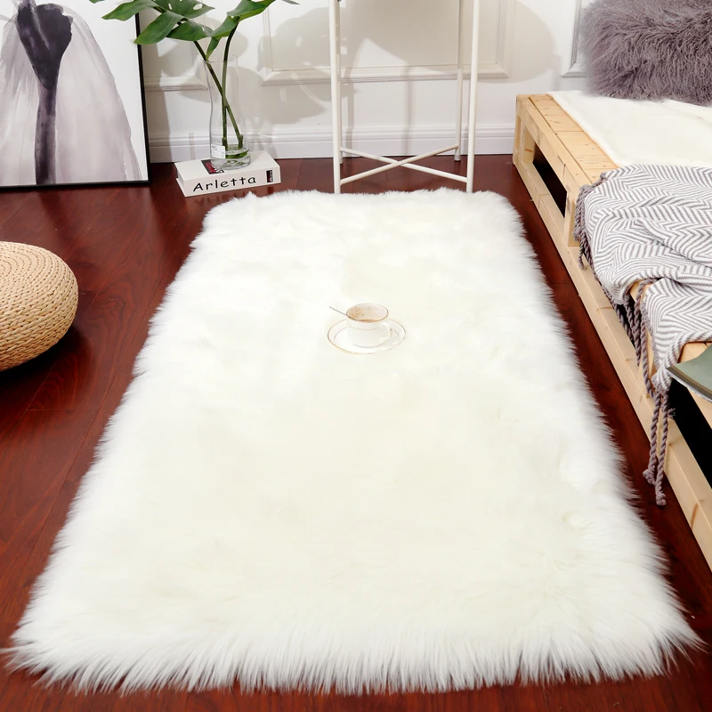 Living Room Fur Carpet Plush Soft Sheepskin Floor Mats Modern Home ...
