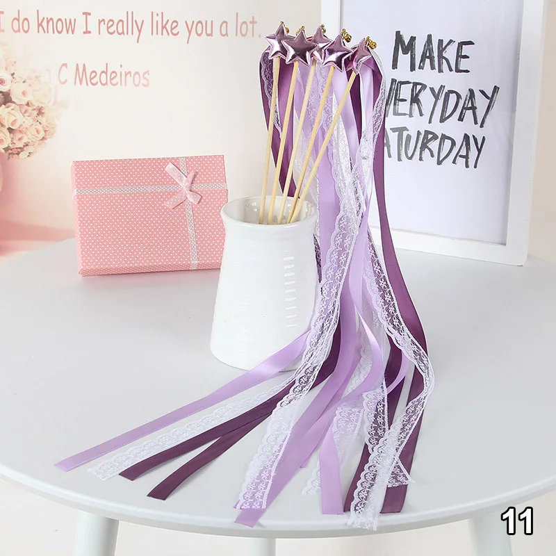 Varitas con cinta real de colores para boda, cinta de Hada de palo con campana para fiesta ...