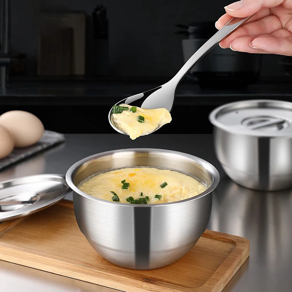 Stainless Steel Steaming Egg Bowls With Lid Anti-Scald Food Mixing Bowl ...
