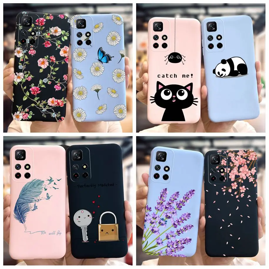For Xiaomi Redmi Note 11 11T Case Luxury Feather Cartoon Painted Soft ...