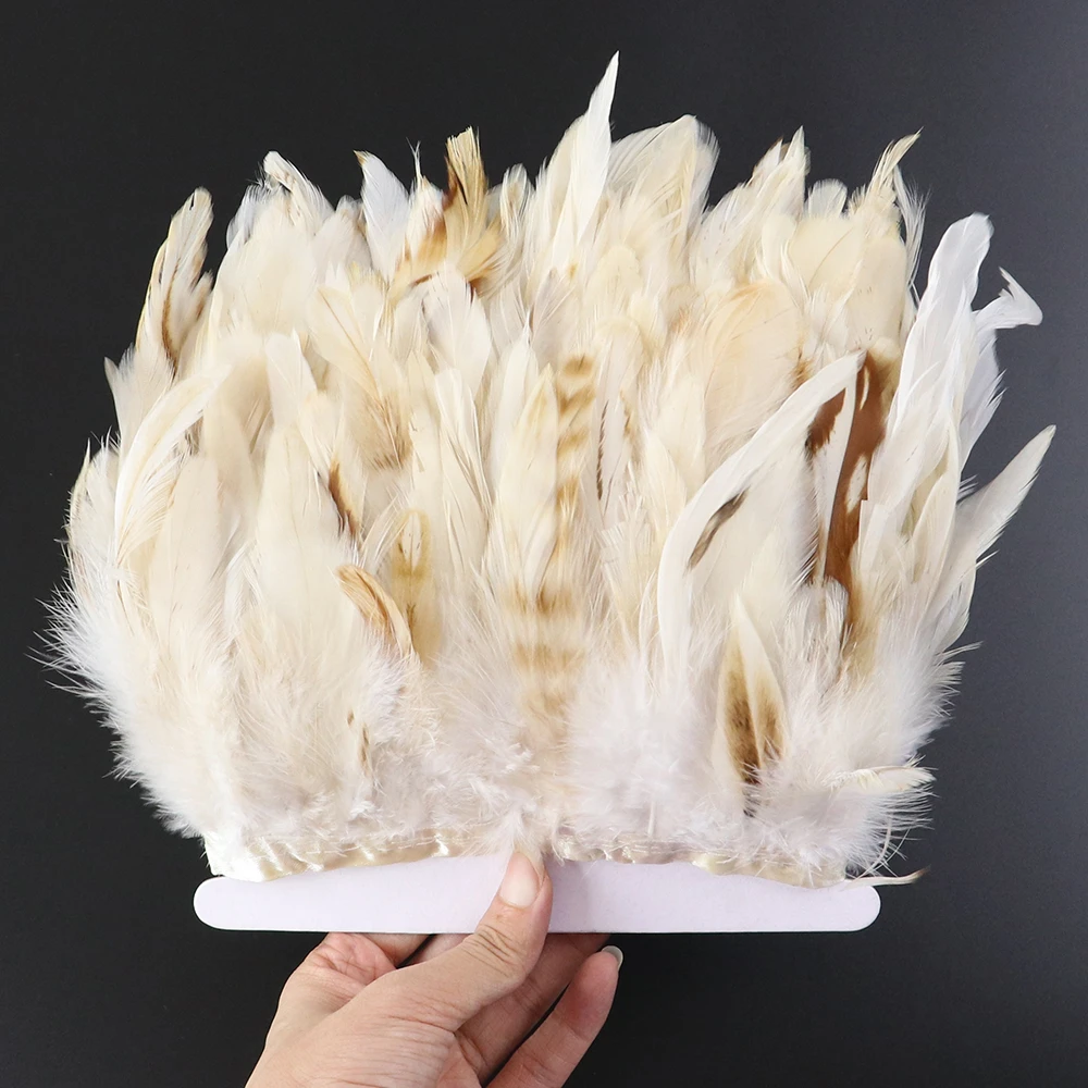 1meter Natural White Chicken Feathers Trim Fringe 10-15cm Rooster ...