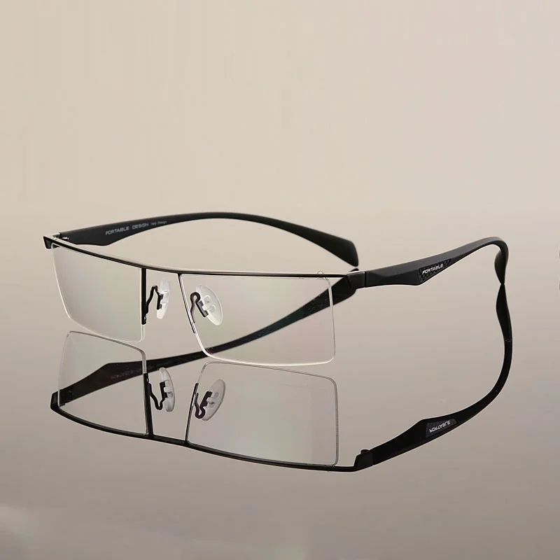 Zerosun Eyeglasses Frame Male Oversized Glasses Men Semi Rimless Wide ...