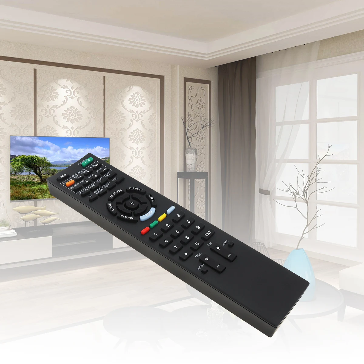 Universal Black ABS 433MHz Replacement IR TV Remote Control with 10M ...