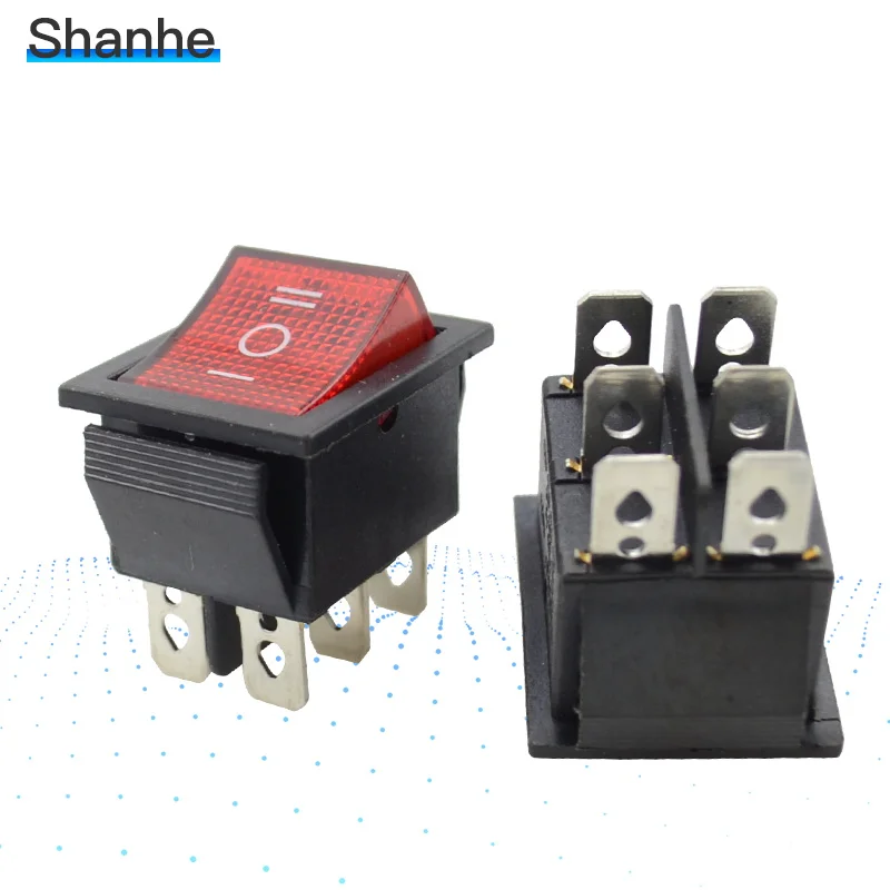 2pcs Rocker Switch 3 Position 6 Pins With Light 220v - Switches ...