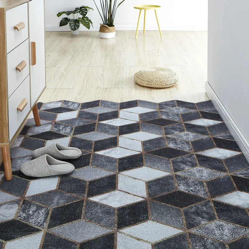 PVC Silk Loop Door Mat, Non-Slip Doormat, Waterproof Plaid Pattern, DIY ...