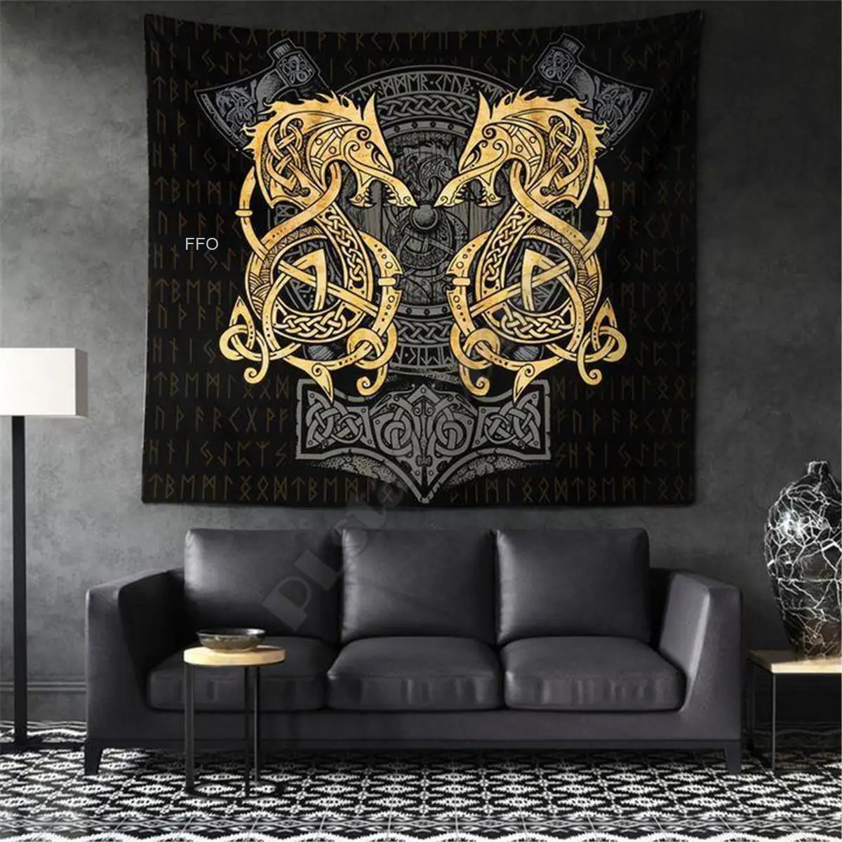 Viking Legend Warrior Tapestry Wall Hanging Mysterious Wolf Totem ...