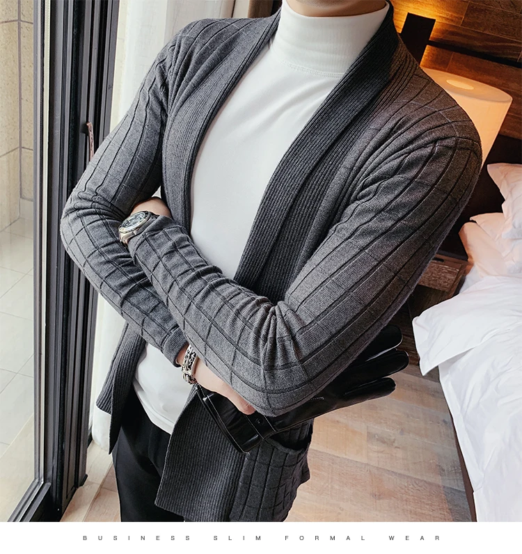 Gilet-cardigan,Cardigan à manches longues et col rabattu pour Homme ...