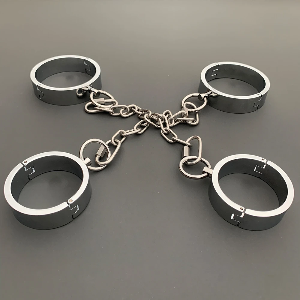 Metal Bdsm Bondage Collar Handcuff Wrist Metal Ankle Cuffs Binding Bolt ...