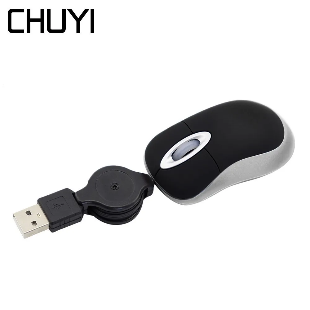 Chuyi Wired Retractable Mouse Usb Optical Mause Mini Kids 1600 Dpi ...