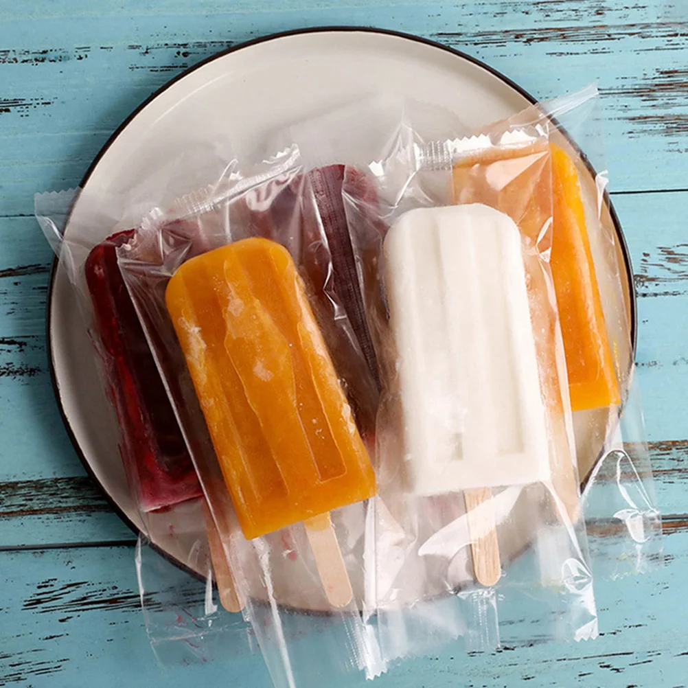 200pcs Ice Cream Packaging Bags Transparent Lolly Packing Sealing Bag ...