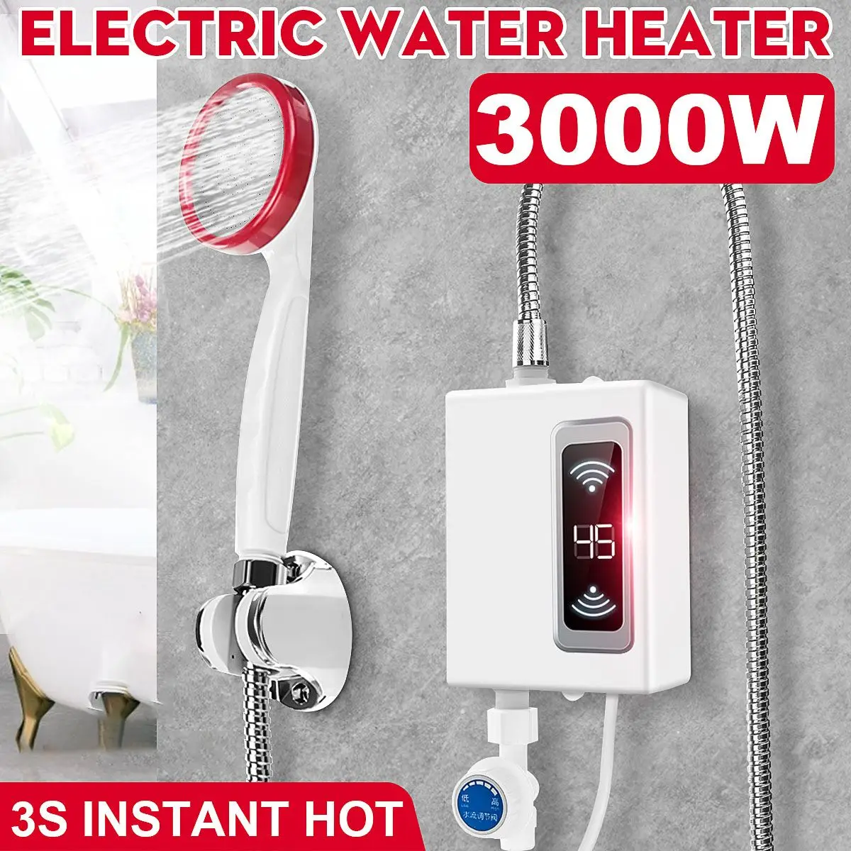 Calentador de agua eléctrico instantáneo para baño y cocina, grifo con pantalla de temperatura ...