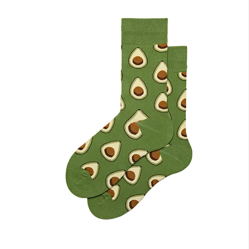 Tube Socks Men Green Avocado Food Japanese style Cartoon Illustration ...