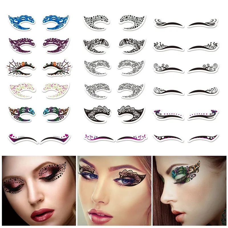 20-Pairs-Temporary-Eye-Tattoo-Stickers-Waterproof-Disposable-Eyeshadow ...