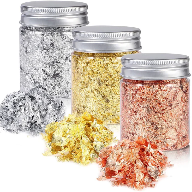 Imitation Gold Sliver Copper Foil Sequins Glitter Craft Leaf Flake ...