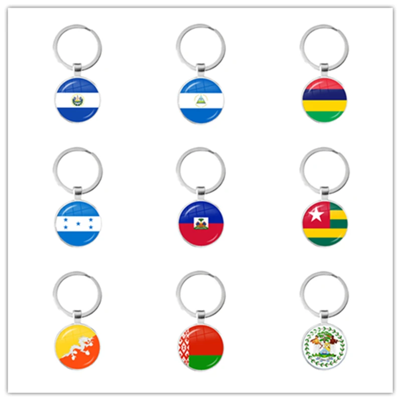 National Flag Glass Cabochon Keychain Sardova,nicaragua,mauritius ...