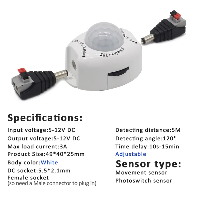 Pir Motion Sensor 12V Dc Kapcsoló 5V Led -Es Csík Fénymozgás -Érzékelő ...