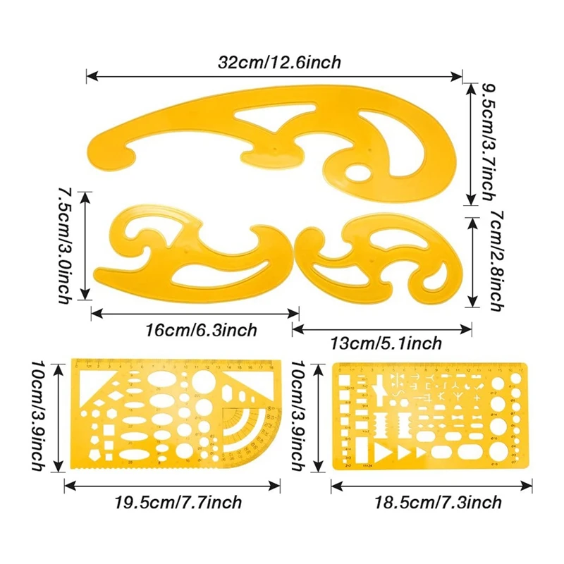 Drawing QUCUMER 6 Pcs Architecture Drawing Templates French Curve and ...