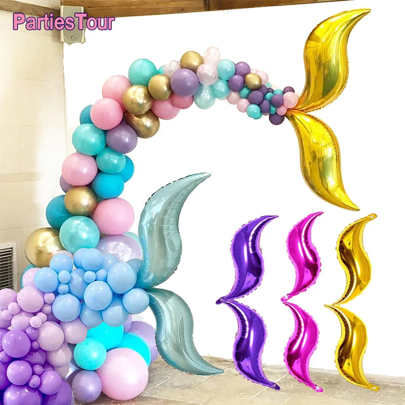 2Pc-18-Mermaid-Party-Balloon-Garland-S-Shape-Aluminum-Balloons-Mermaid ...