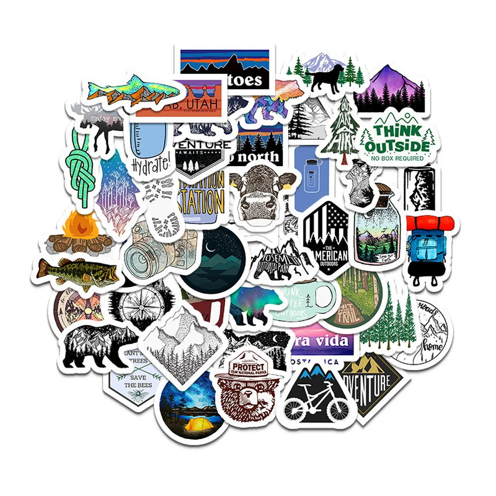 50pcs Wilderness Adventure Outdoor Landscape Waterproof Decal Stickers ...