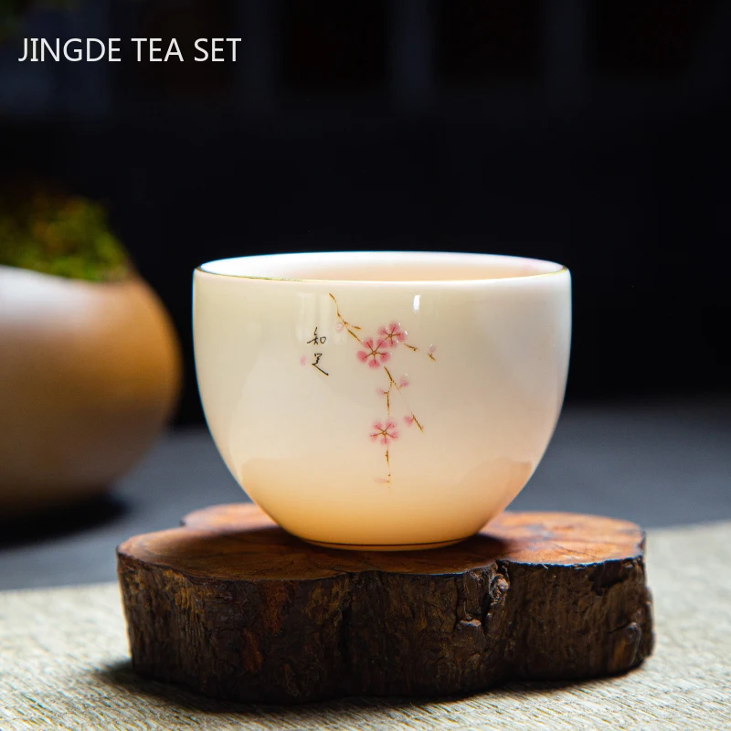 Chinese Handmade White Porcelain Teacup Travel Portable Tea Bowl Home ...