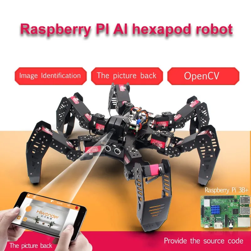 18dof Hexapod Robot Spider Robot 2dof Ptz With Main Board For Raspberry ...