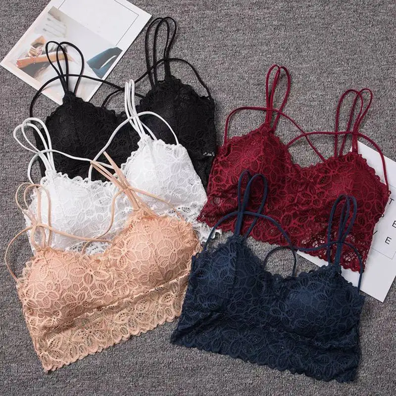 Women Ultra Strap Padded Bras Women Wireless Lace Bras Lingerie Sexy ...