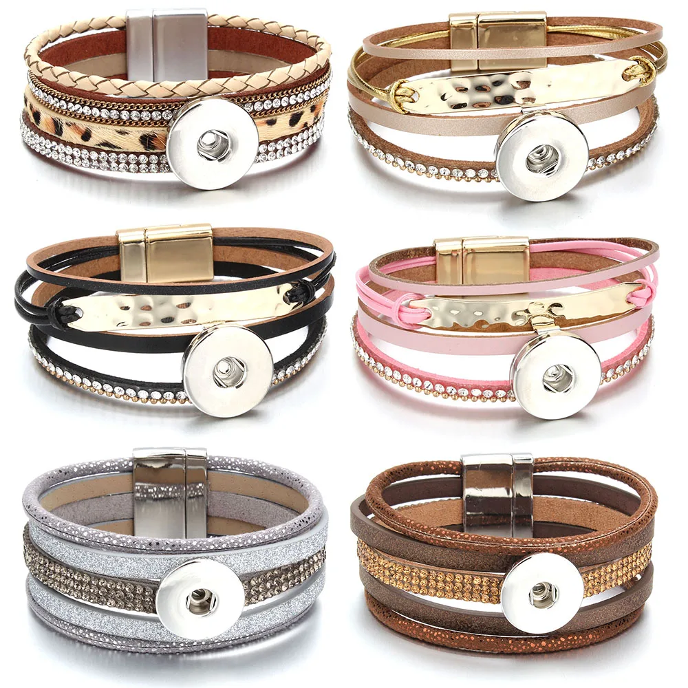 18mm Snap Button Leather Bracelet | Snap Button Jewelry Bracelet - New ...