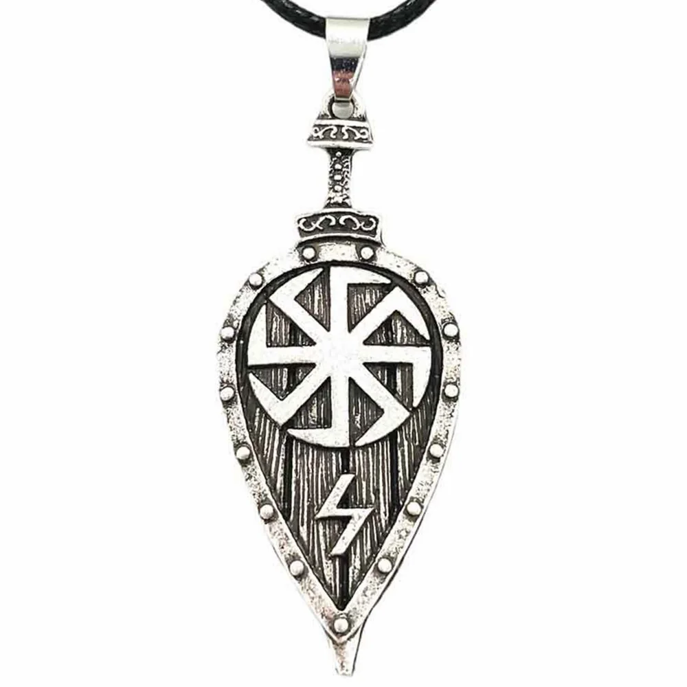 Slavic Kolovrat Shield Pendant Viking Jewelry Mens Necklaces Runic ...