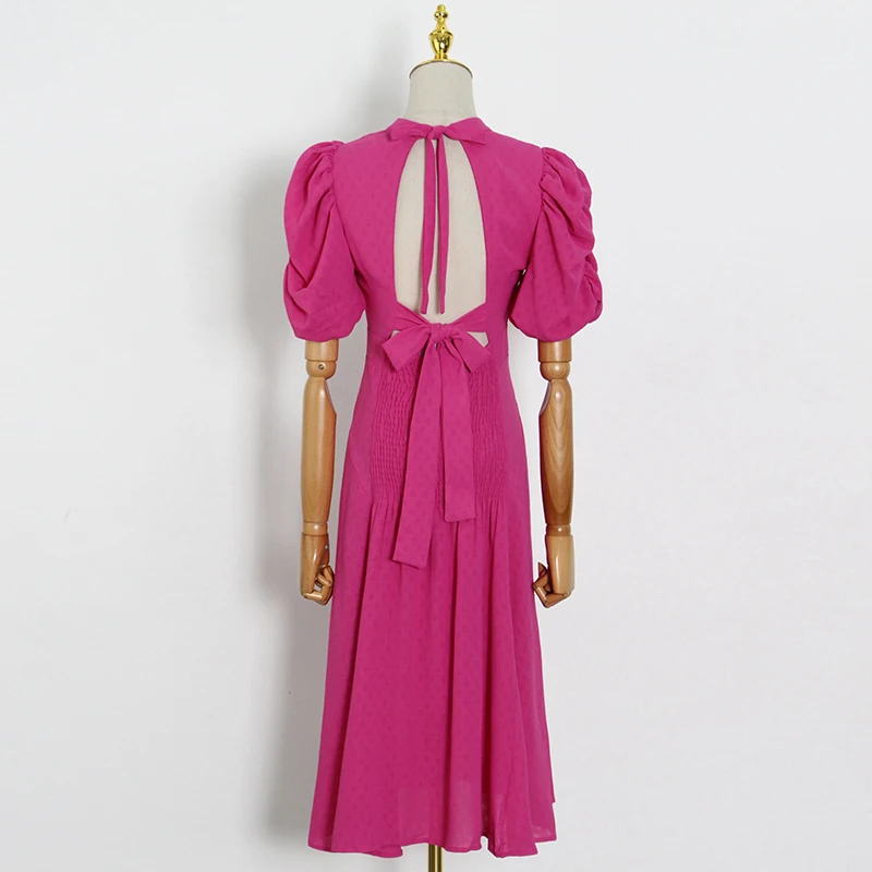 Elegant Lace Up Open Back Midi Party Dress TS70416 – SPC