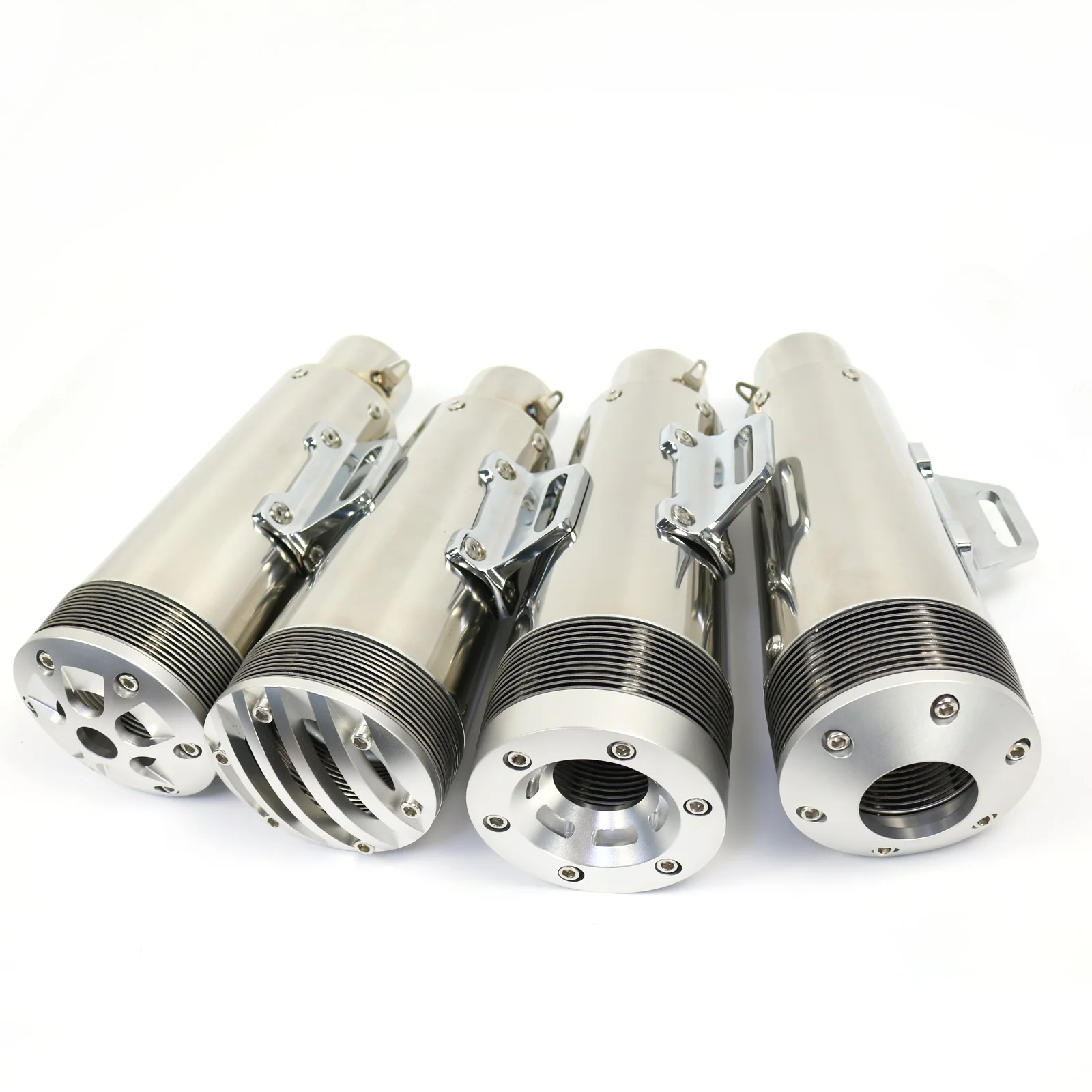 Universal-Motorcycle-51mm-short-silver-stainless-steel-exhaust-pipe ...