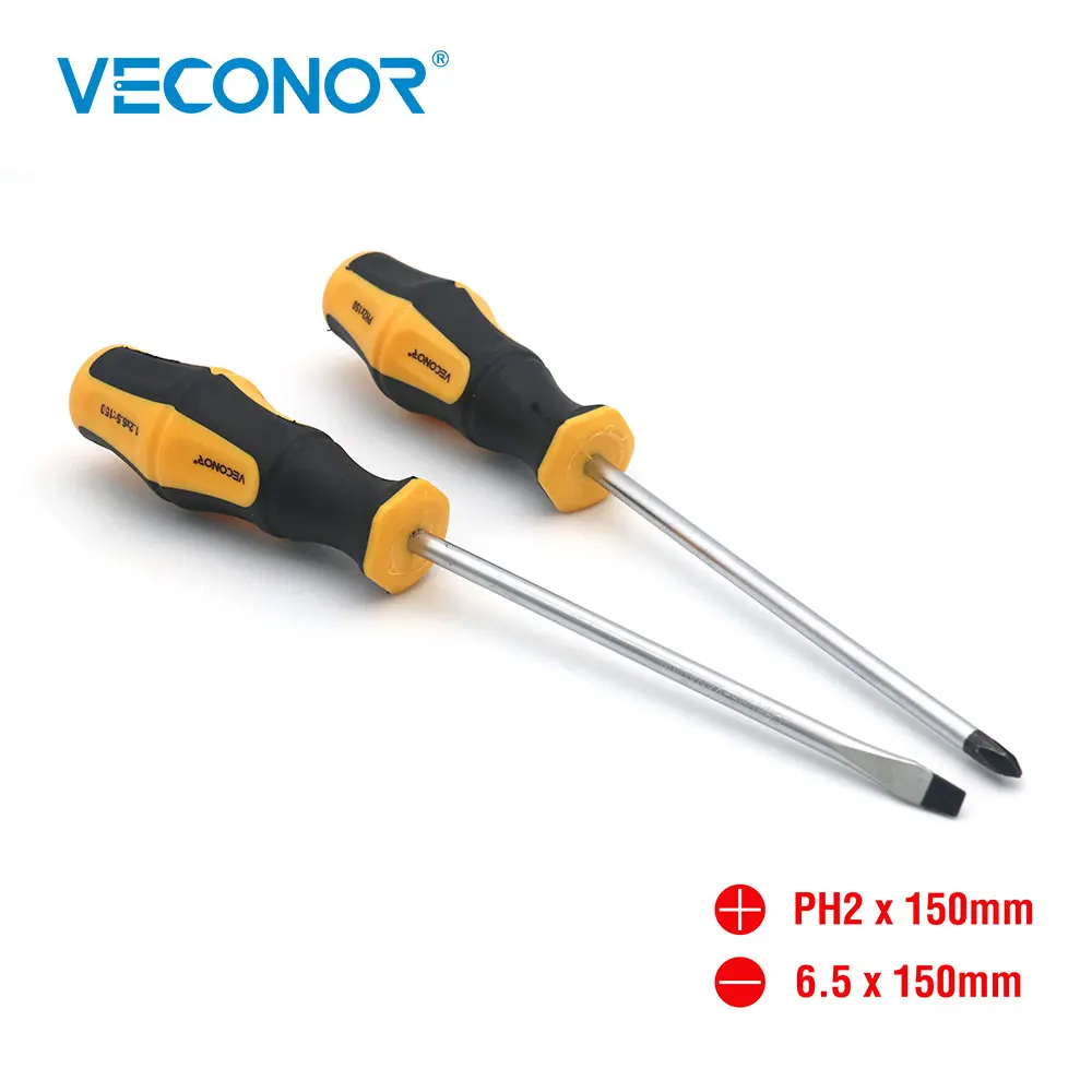 Veconor 2PCS Screwdriver Set Cross Head Flat Head Phillips Slot Type ...