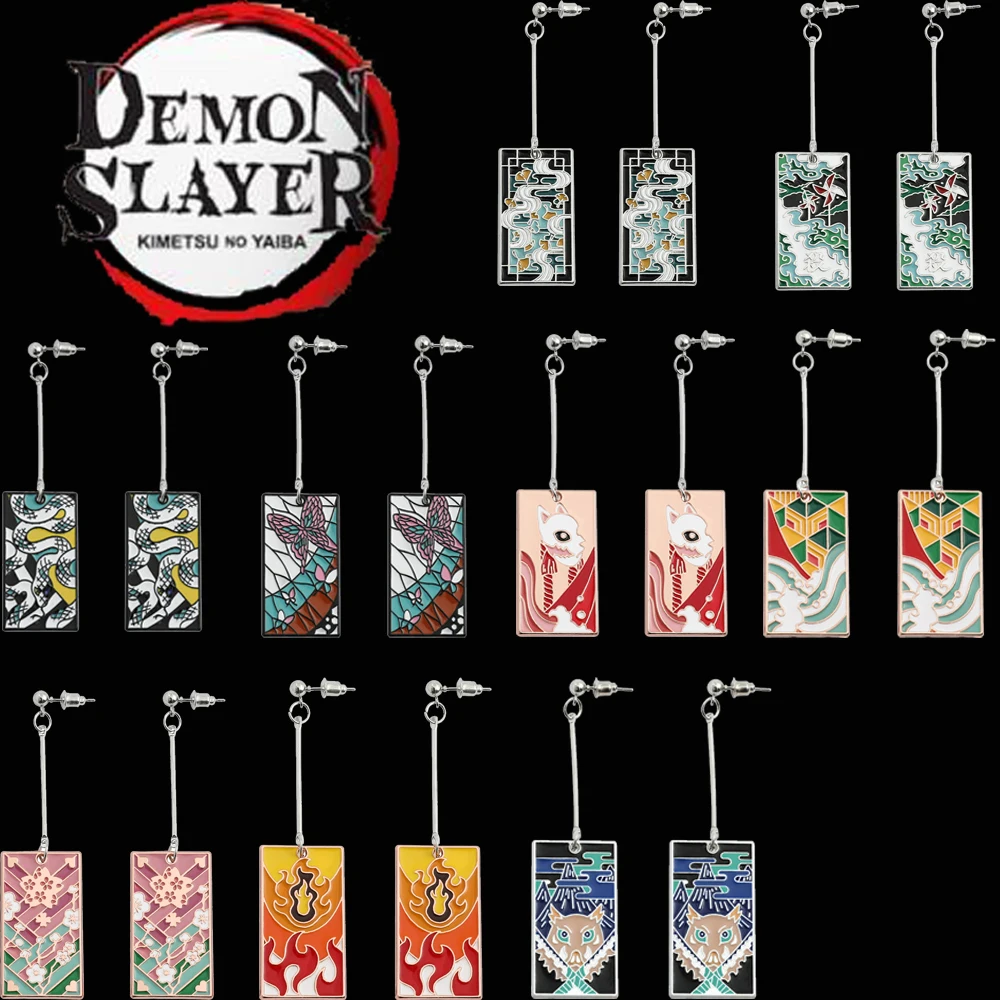 Anime Demon Slayer Acrylic Pendant Stud Earrings Cartoon Character ...