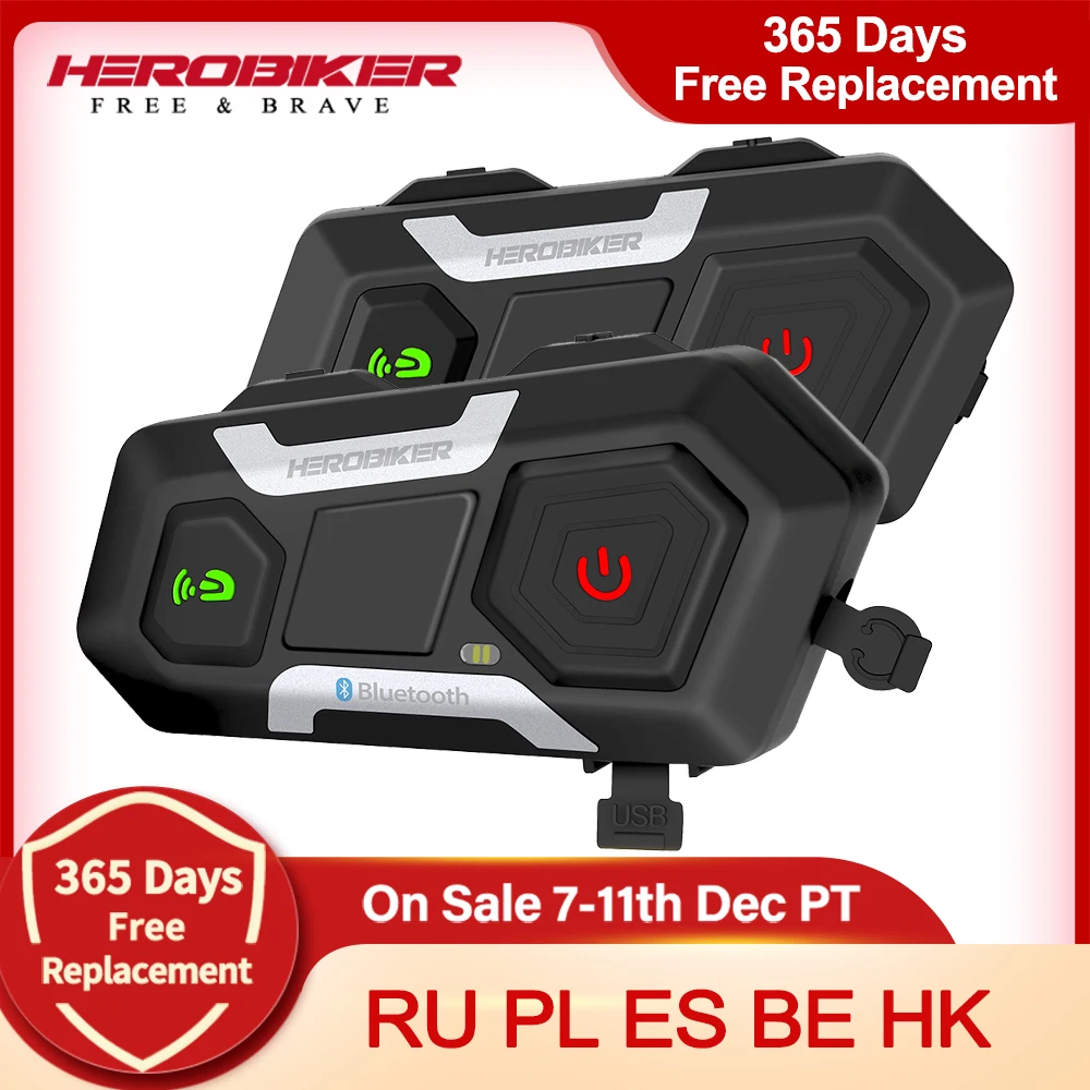 HEROBIKER-Motorcycle-Intercom-Waterproof-1200M-Bluetooth-Intercom ...